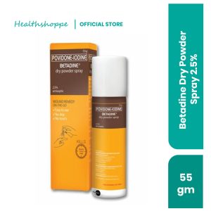 BETADINE DRY POWDER SPRAY 2.5% 55GM 1’S - KPJ Healthshoppe