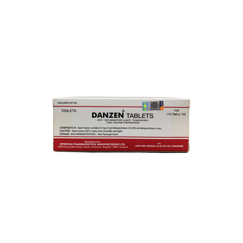 DANZEN 5MG TAB (SERRATIOPEPTIDASE) 10×10’S - KPJ Healthshoppe